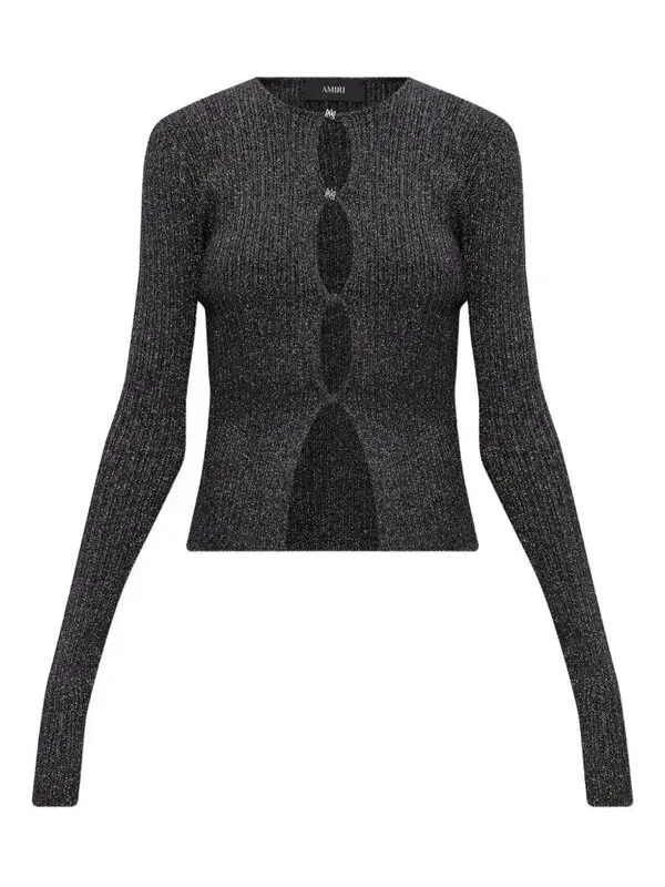 Amiri Cut-out Cardigan In Metallic Knit