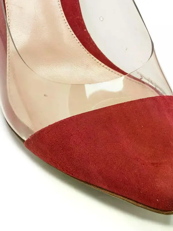 GIANVITO ROSSI Plexi Pointed Pumps - Red