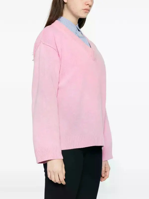 GANNI V-neck Embroidered Sweater