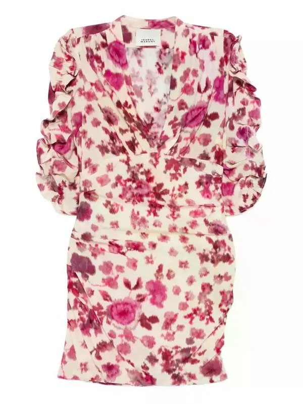 Isabel Marant Étoile Doris Rose Print Silk Blend Dress - Neutrals