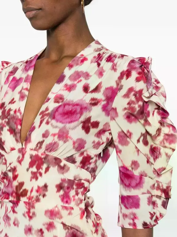Isabel Marant Étoile Doris Rose Print Silk Blend Dress - Neutrals