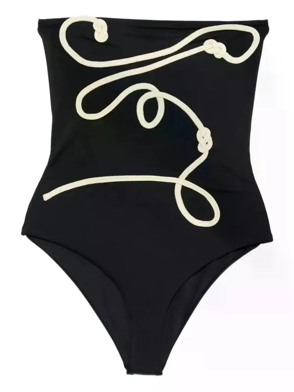 Johanna Ortiz Appliqué Swimsuit - Black
