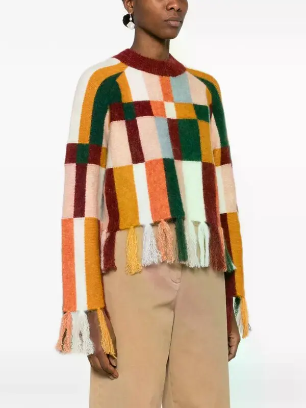 ALEMAIS Marjorelle Fringe Sweater - White