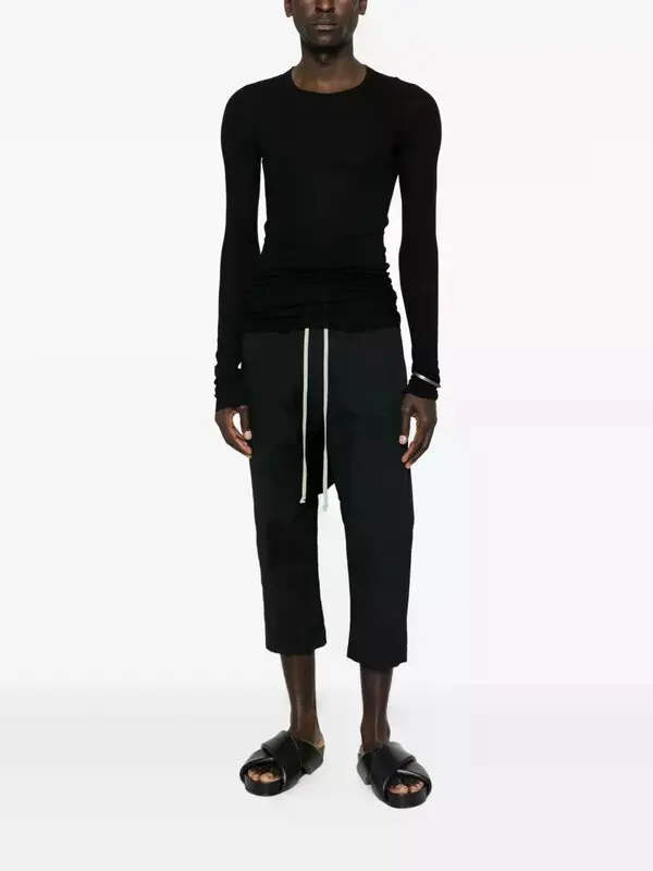 Rick Owens Long-sleeved Stripped T-shirt - Black