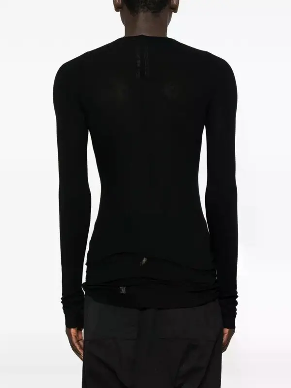 Rick Owens Long-sleeved Stripped T-shirt - Black