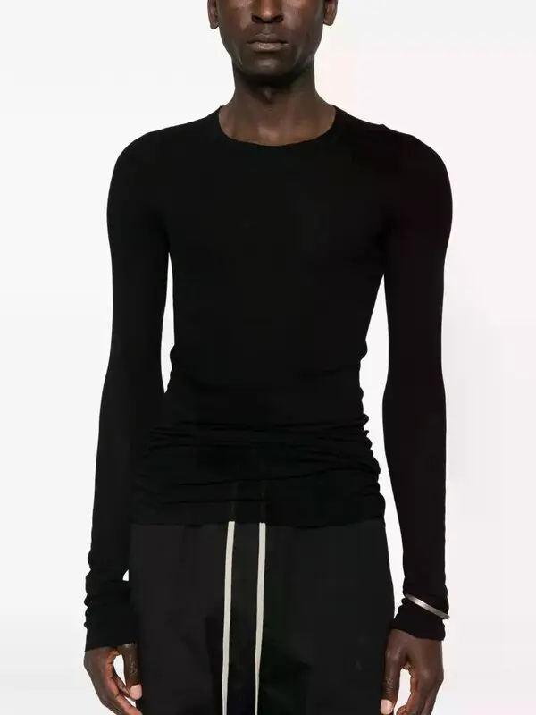 Rick Owens Long-sleeved Stripped T-shirt - Black
