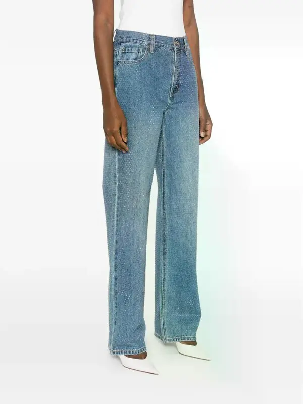 SELF-PORTRAIT Embellished Straight Leg Jeans