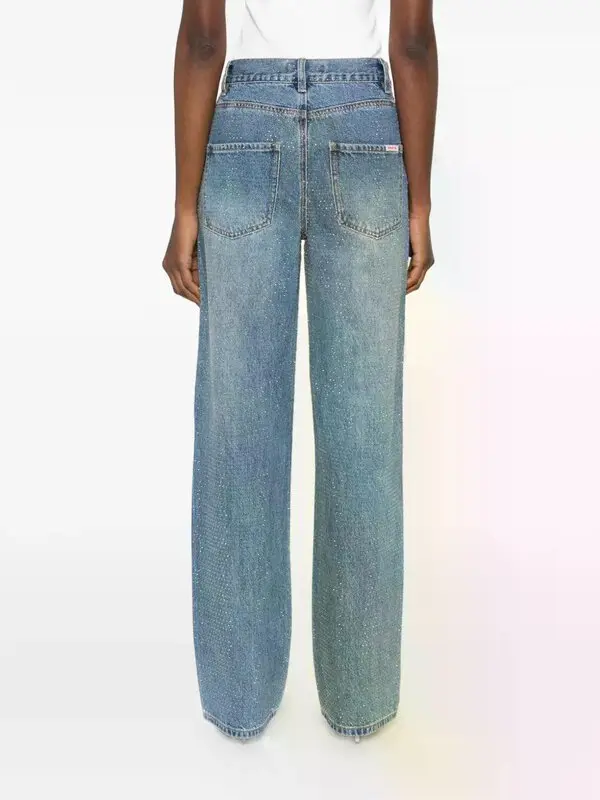 SELF-PORTRAIT Embellished Straight Leg Jeans