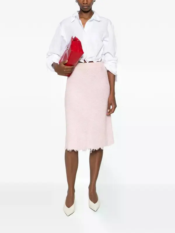JIL SANDER A-line Midi Skirt With Frayed Hem - Pink