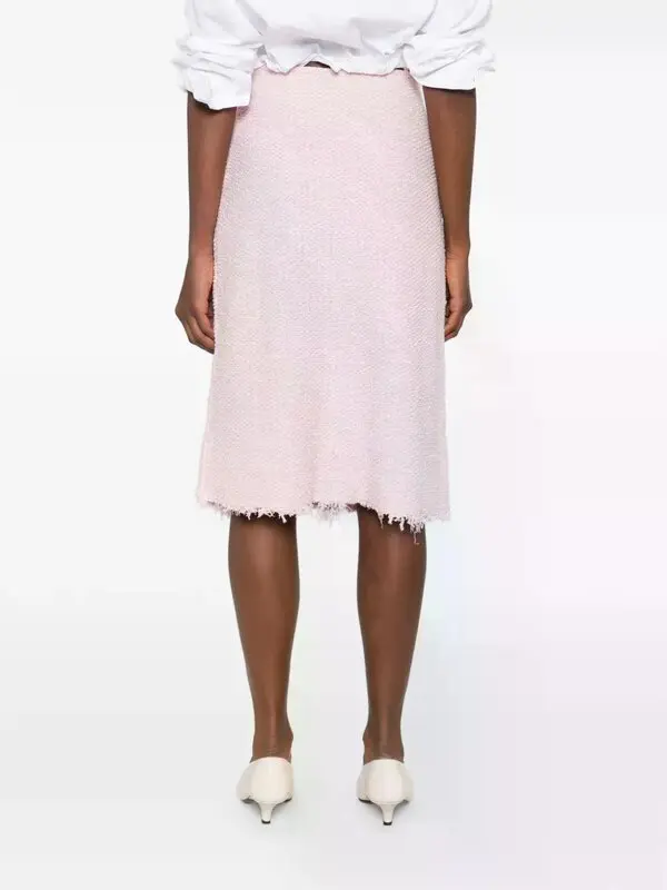 JIL SANDER A-line Midi Skirt With Frayed Hem - Pink