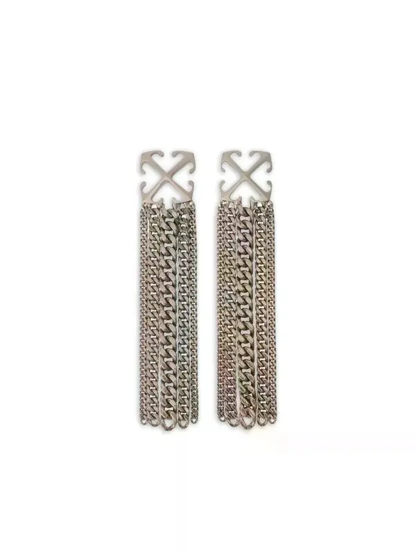 Off-White Arrow Chain Pendant Earrings - Silver