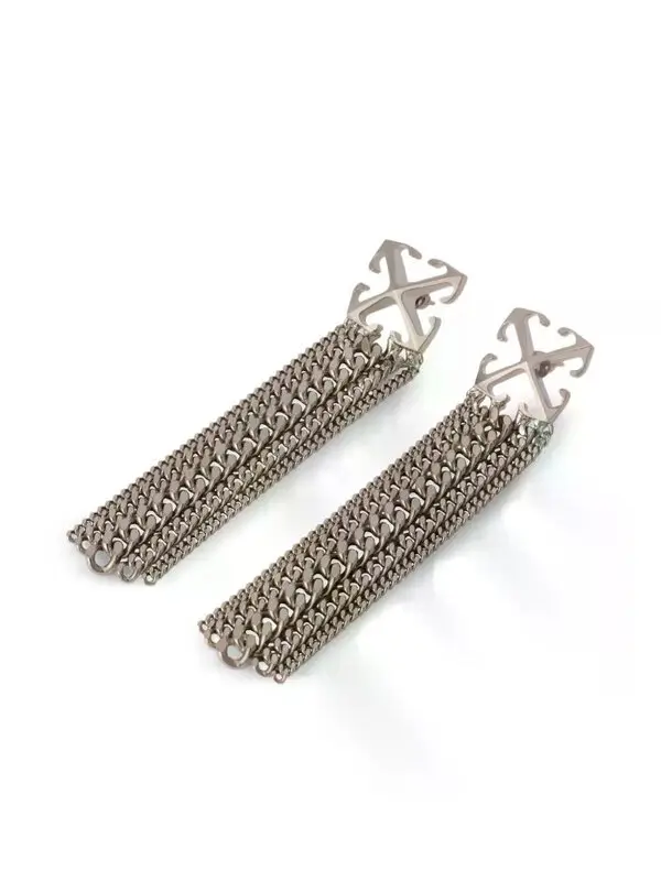 Off-White Arrow Chain Pendant Earrings