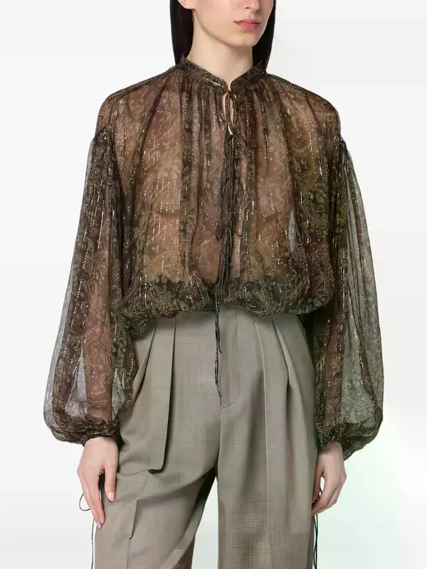 Saint Laurent Paisley-print Drawstring Blouse