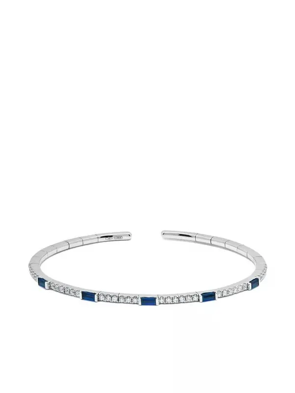 JEWELS AFICIONADO 18k White Gold Sapphire And Diamond Cuff - Silver