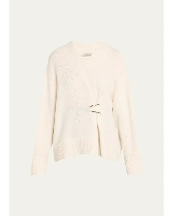GRACE LING Claw-embellished Cashmere V-neck Sweater