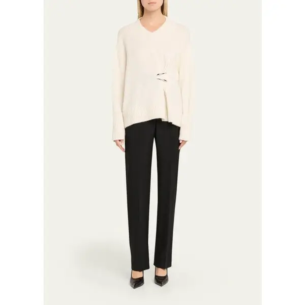 GRACE LING Claw-embellished Cashmere V-neck Sweater