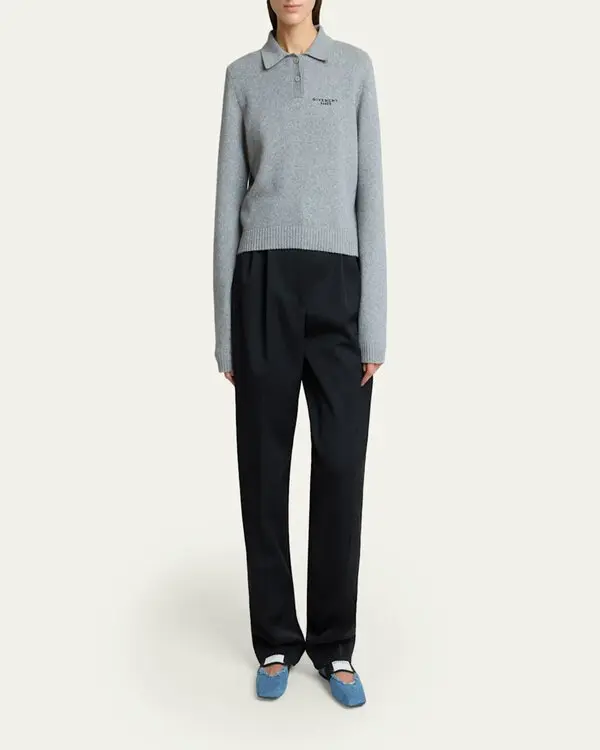 Givenchy Logo Embroidered Wool-cashmere Polo Sweater - 050-light