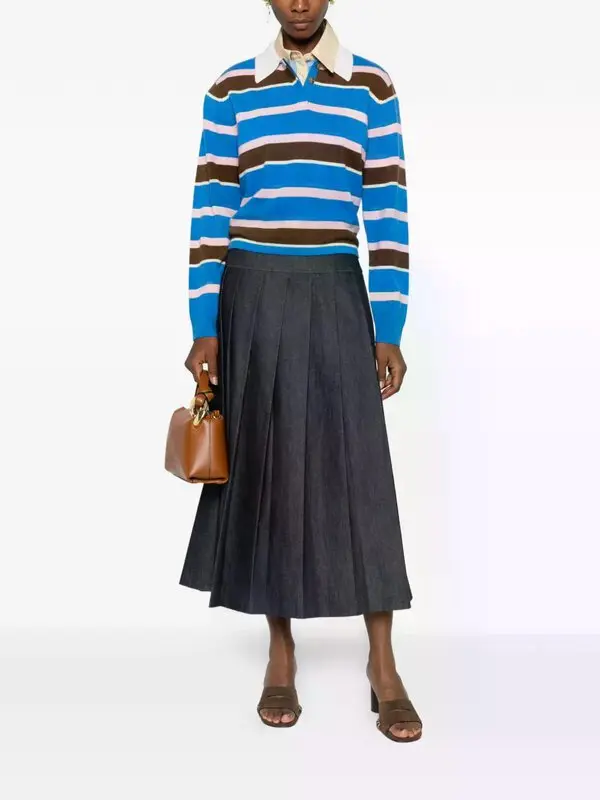 Guest In Residence Striped Polo Top - Blue