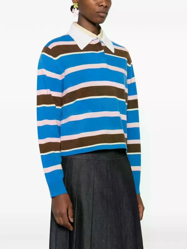Guest In Residence Striped Polo Top - Blue