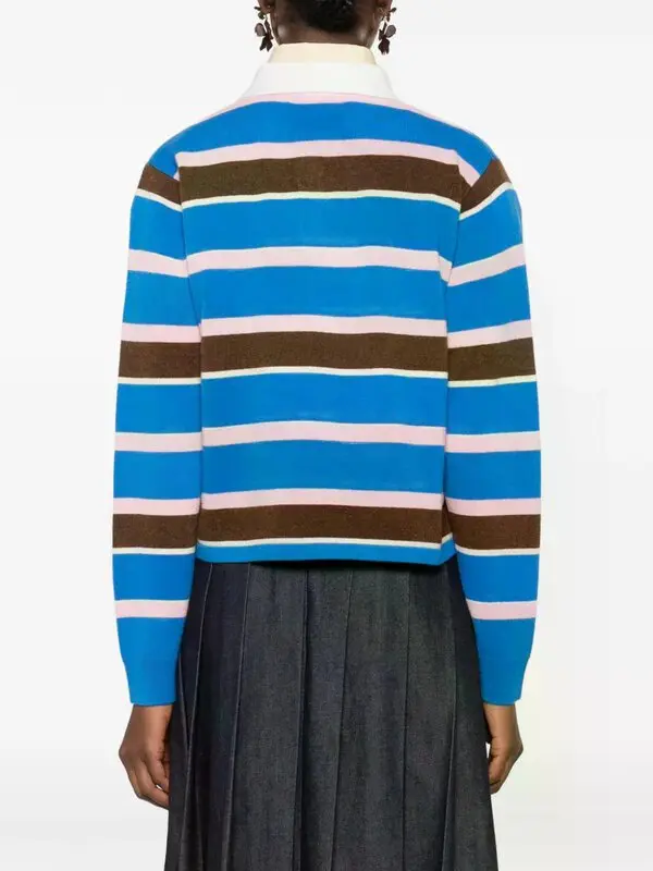 Guest In Residence Striped Polo Top - Blue
