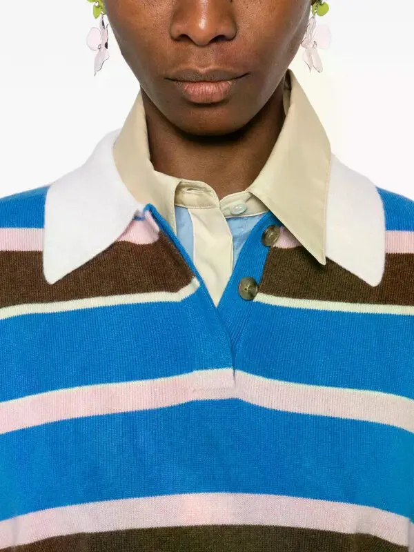 Guest In Residence Striped Polo Top - Blue