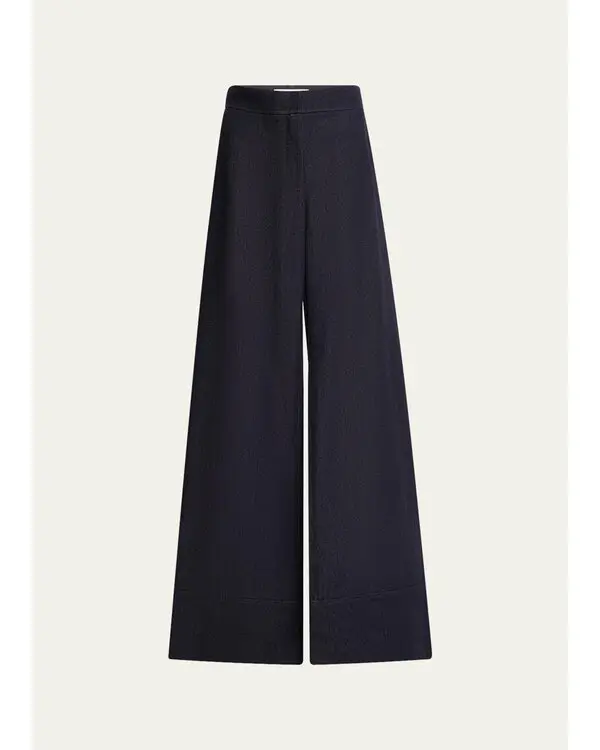 Lafayette 148 New York Charles Wide-leg Twill Pants - Dkblue