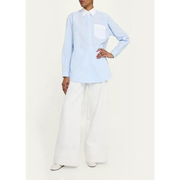 Lafayette 148 New York Charles Wide-leg Twill Pants - Natural