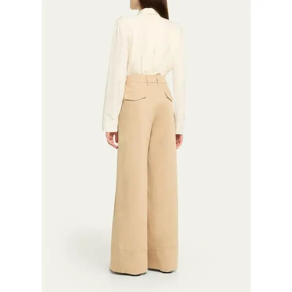 Lafayette 148 New York Charles Wide-leg Twill Pants - Natural