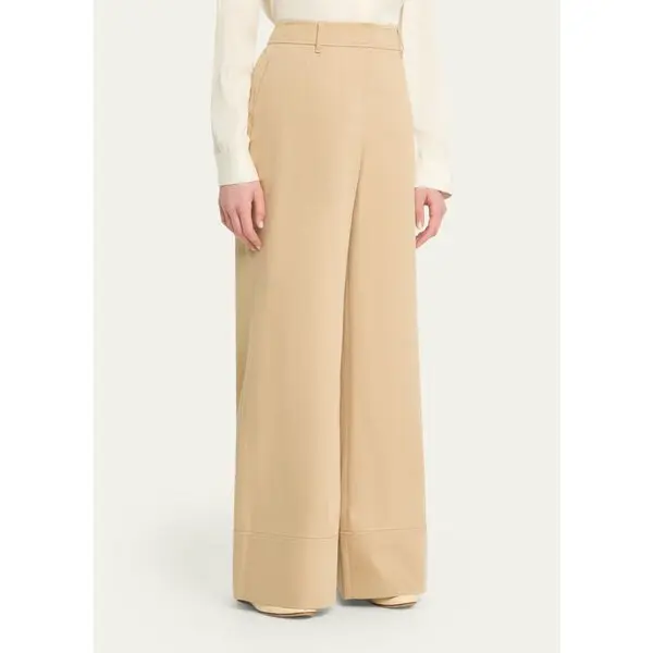 Lafayette 148 New York Charles Wide-leg Twill Pants - Natural