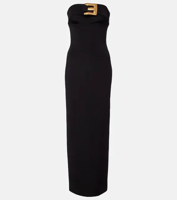Balmain Belted Jersey Gown - Black