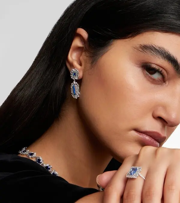 SUZANNE KALAN 18kt White Gold Gemstone Drop Earrings