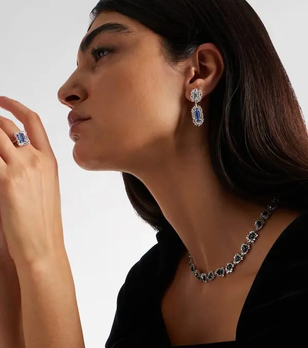 SUZANNE KALAN 18kt White Gold Gemstone Drop Earrings
