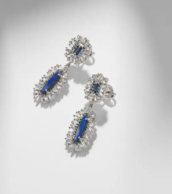 SUZANNE KALAN 18kt White Gold Gemstone Drop Earrings
