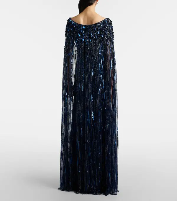 Jenny Packham Luella Fringed Sequined Gown