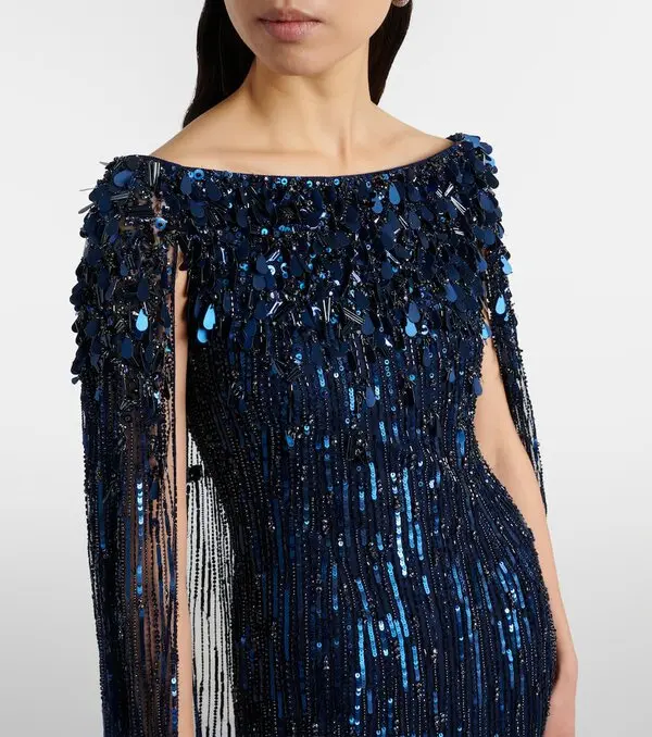 Jenny Packham Luella Fringed Sequined Gown