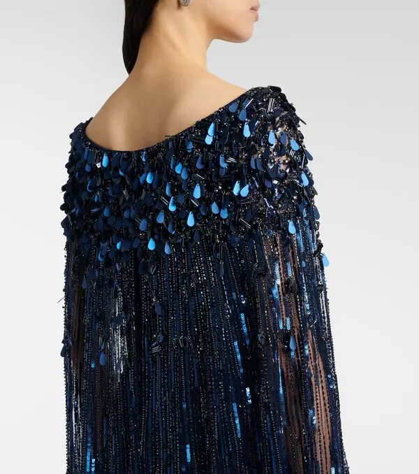 Jenny Packham Luella Fringed Sequined Gown