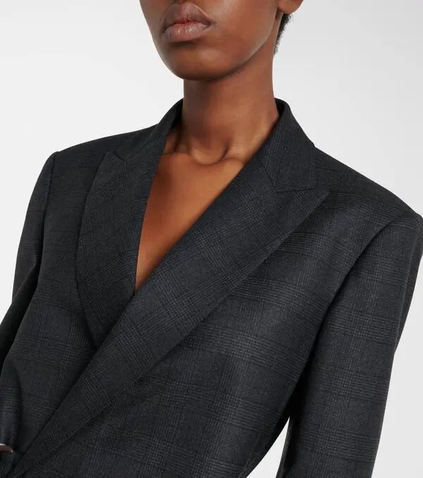 Loewe Prince Of Wales Check Wool Wrap Blazer