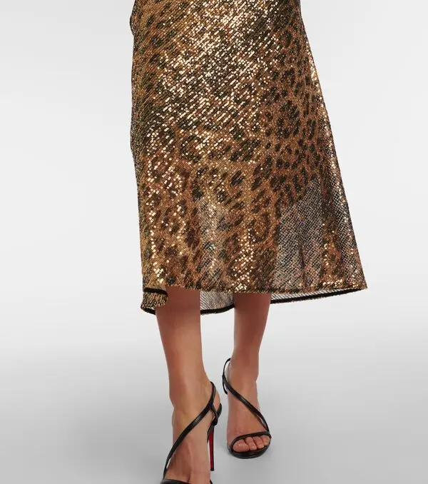 Roberto Cavalli Leopard-print Sequined Slip Dress