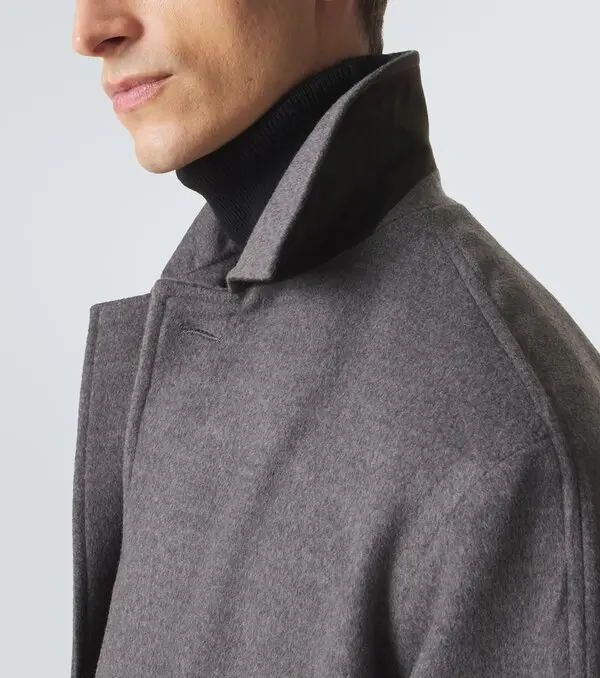 SAMAN AMEL Belted Wool Overcoat - Grey