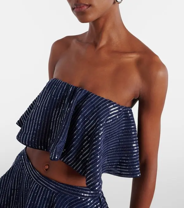 ADRIANA DEGREAS Sequined Cropped Top