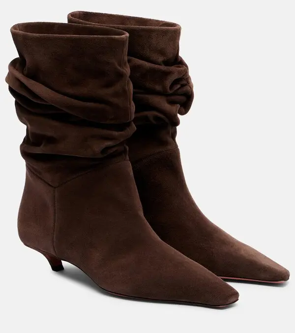 Amina Muaddi Jamie 25 Suede Ankle Boots - Brown