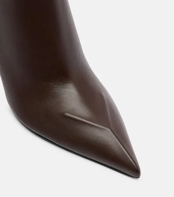 Amina Muaddi Christine 80 Leather Ankle Boots - Brown