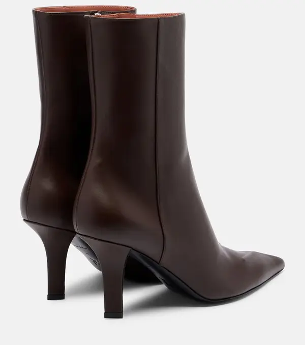 Amina Muaddi Christine 80 Leather Ankle Boots - Brown