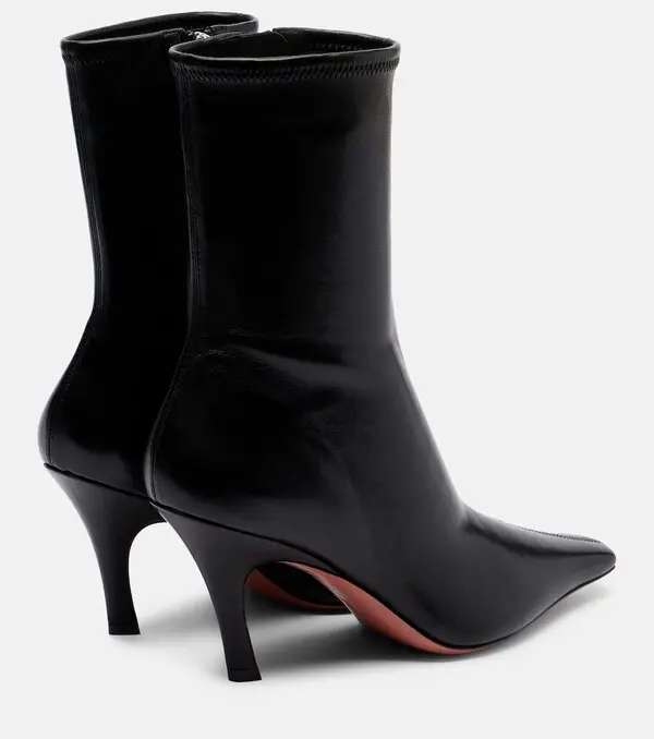 Amina Muaddi Jamie 80 Leather Ankle Boots - Black
