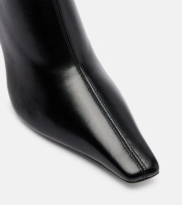 Amina Muaddi Jamie 80 Leather Ankle Boots - Black