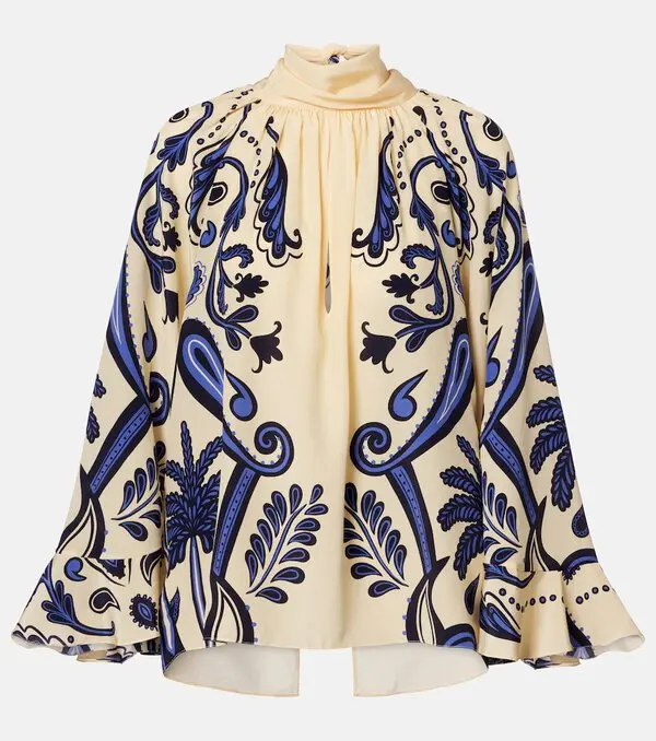 Johanna Ortiz Paisley Silk Blouse - White