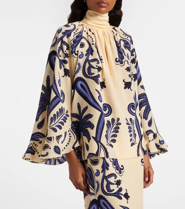 Johanna Ortiz Paisley Silk Blouse - White