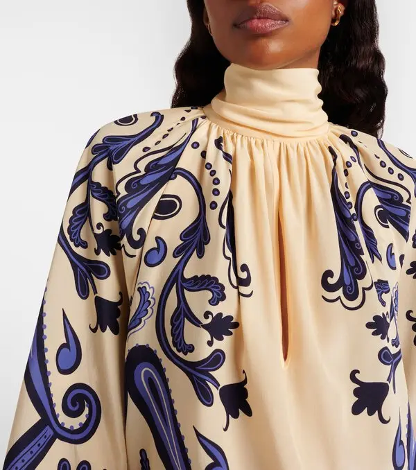 Johanna Ortiz Paisley Silk Blouse - White