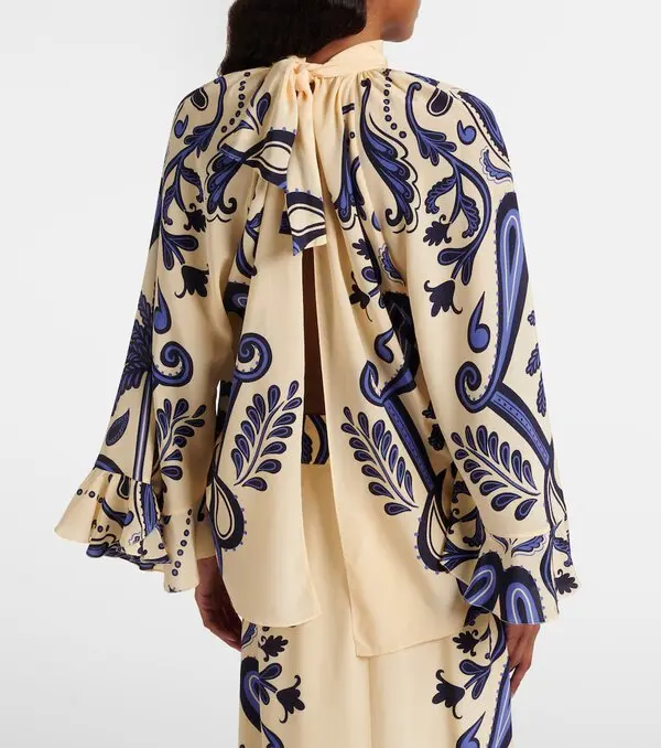 Johanna Ortiz Paisley Silk Blouse - White