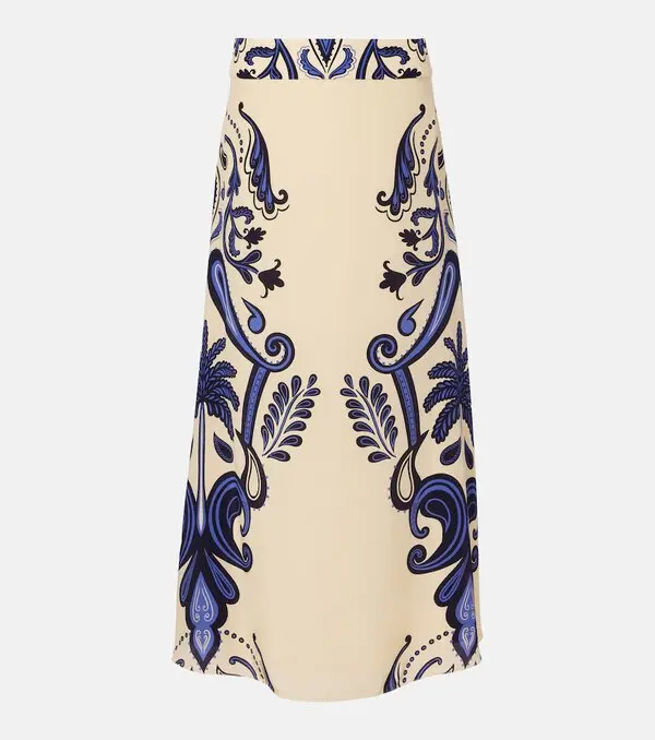 Johanna Ortiz Paisley Silk Maxi Skirt - White